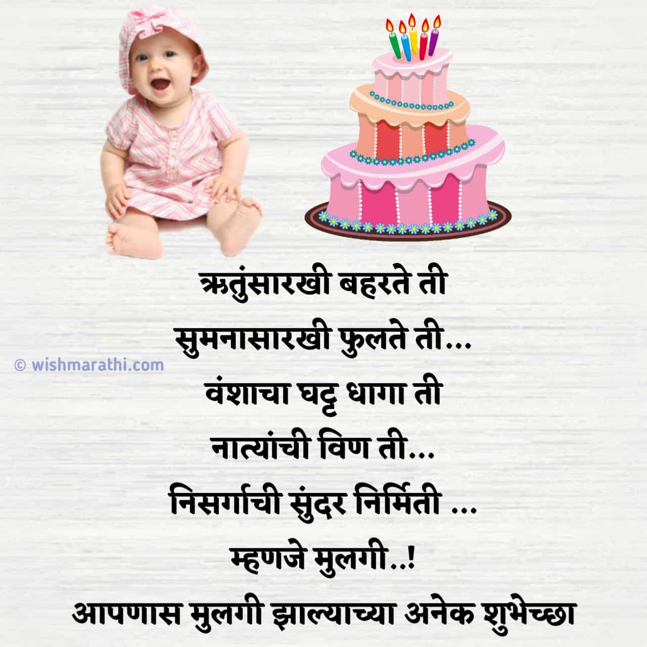 मुलगी झाल्याबद्दल अभिनंदन शुभेच्छा | New Born Baby Girl Wishes in Marathi & Mulgi Zali ...